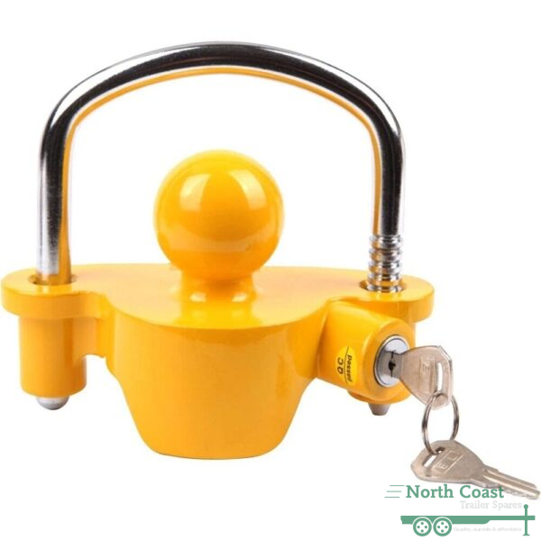 Yellow Trailer Coupling Lock – Theft Protection